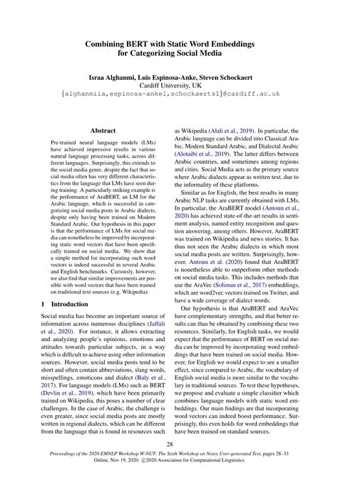 Combining Bert With Static Word Embeddings For Categorizing Social Media Docslib