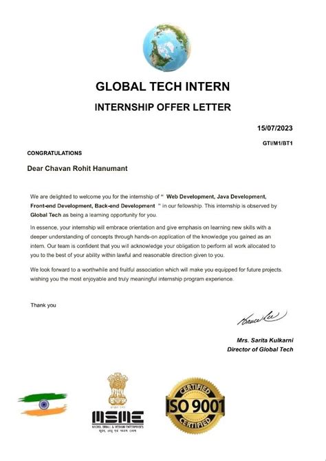 Rohit Chavan On Linkedin Globaltechintern Globaltech