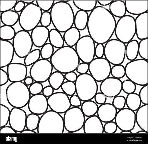 Black And White Pebble Stone Line Pattern Vector Illustration Stock