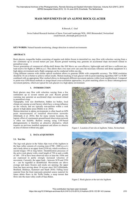 PDF MASS MOVEMENTS OF AN ALPINE ROCK GLACIER