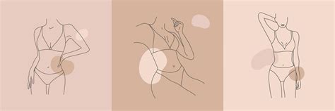 Vector Set Of Woman Body Line Art Illustration Minimalist Female Figures Lingerie Posters