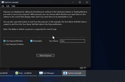 Popover Creates Untitled Taskbar Item Windows Xojo Programming Forum