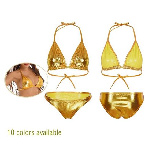 Women Micro Bikini Set Ladies Swimsuit Female Shiny Bikinis Swimwear