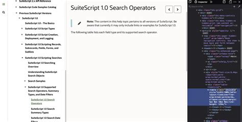 Heads Up The Documentation Table For Netsuite Suitescript 10 Search