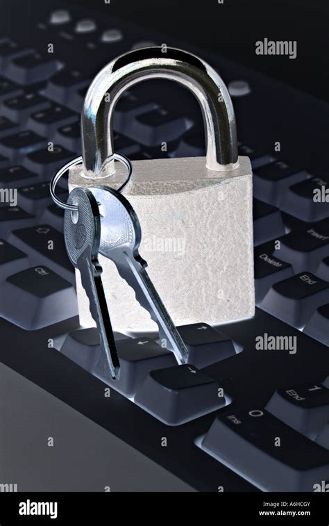 Computer Keyboard With Lock And Keys Conceptual Stock Photo Alamy