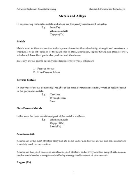 Materials Lecture Note 05 Metals And Alloys Pdf