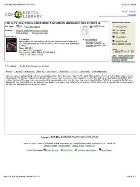 Tool Users Requirements Tool Users Requirements Classification How