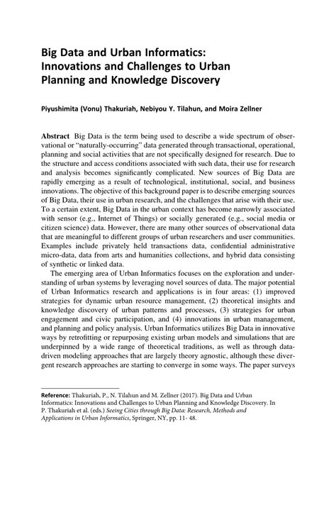 Pdf Big Data And Urban Informatics Innovations And Challenges To