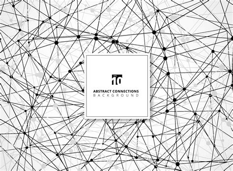 Abstract Black And Gray Wireframe Lines Geometric Connections With Nodes On White Background