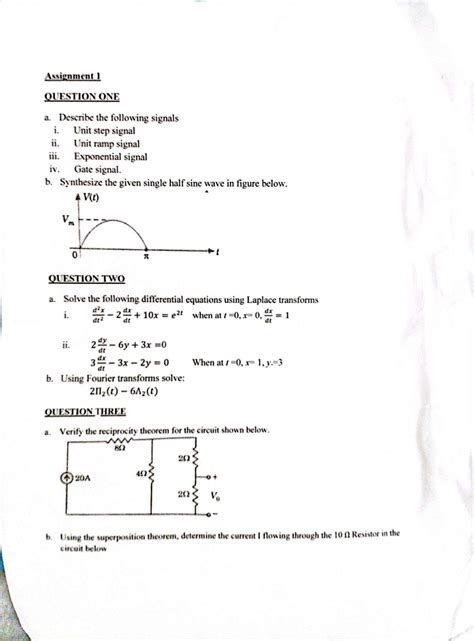 Assignment 1question Onea Describe The Following Signalsi Unit Step