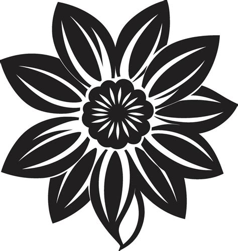 Simple Petal Framework Monochrome Icon Outlined Blossom Black Symbol