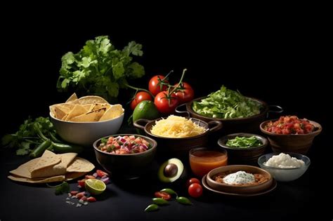 Premium Photo Mexican Dishes On Black Background