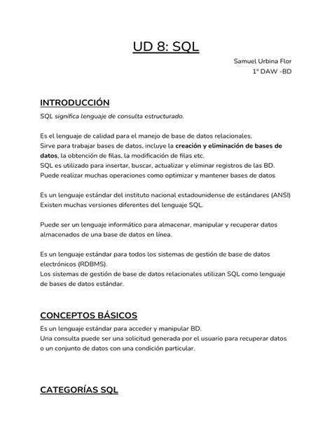 Bd Unidad 8 Pdf Sql Bases De Datos