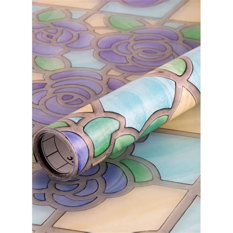 Fablon 17 34 In X 79 In Blue Stained Glass Applique Window Film 2