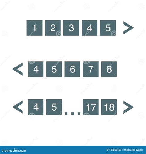Pagination Bar Set With Arrows Electronic Pages For Web Site Numbering To Indicate Marks Used