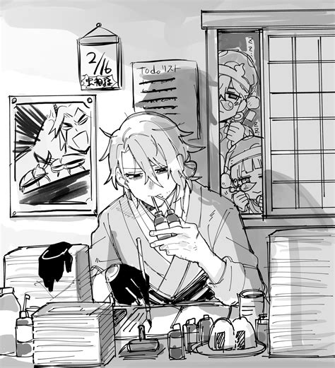 Kamisato Ayaka Kamisato Ayato Arataki Itto And Thoma Genshin Impact Drawn By Hekehekebun