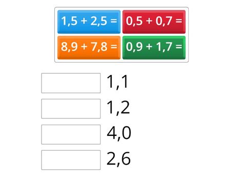Decimal Match Up Decimal Match Up