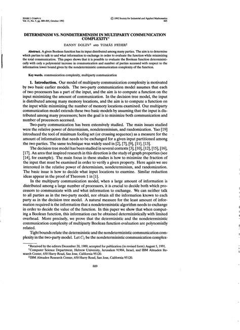 Pdf Determinism Vs Nondeterminism In Multiparty Communication Complexity