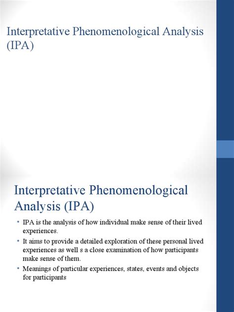 Interpretative Phenomenological Analysis Ipa Pdf Experience