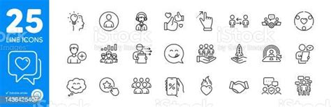 윤곽선 아이콘 세트 맛있는 미소 Lgbt 및 크라우드 펀딩 아이콘 웹 사이트 앱의 경우 벡터 아이콘에 대한 스톡 벡터 아트 및 기타 이미지 Istock