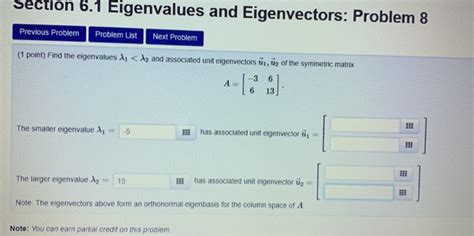 Solved Section 6 1 Eigenvalues And Eigenvectors Problem 10