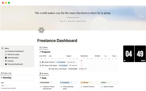 freelance dashboard notion template