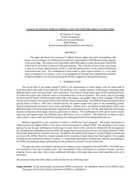 Fusion Of Digital Terrain Models And Texture For Object Extraction