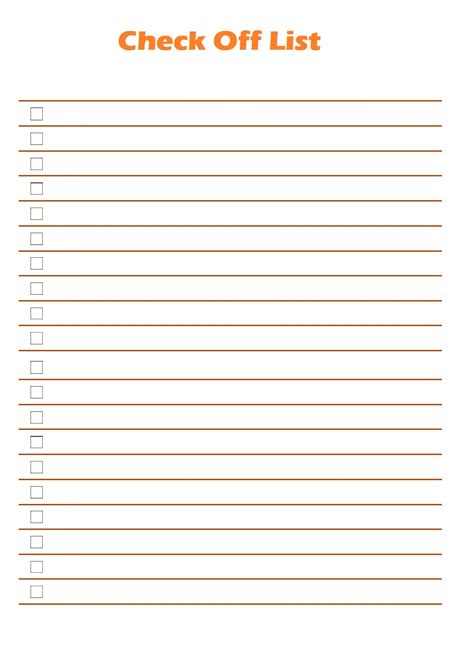 Check Off List Template Free List Templates In Ms Word Excel And Pdf Formats