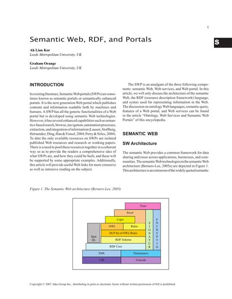 Pdf Semantic Web Rdf And Portals