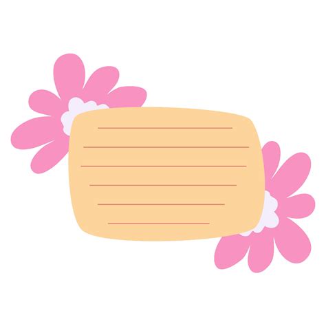 Cute Memo Notebook With Flower Paper Frame For Text Planner Sticker Element Sticky Flat Vector