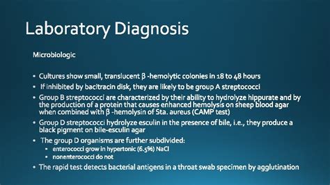 Streptococcus Species Lancefield Group Typical Hemolysis Diagnostic Features