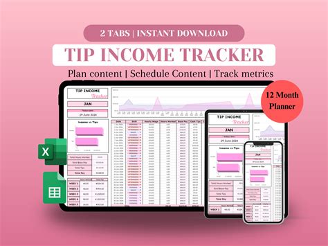 Tip Income Tracker Spreadsheet 2024 Tip Log Tip Shift Tracker Money Tracker Server Tip Tracker