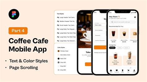Coffee Cafe Mobile App Ui Design Tutorial Part 4 How To Create Text And Color Style In Figma