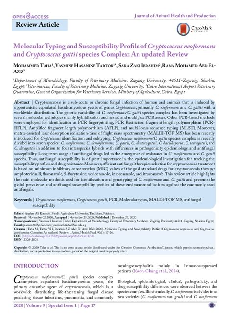 Pdf Molecular Typing And Susceptibility Profile Of Cryptococcus Neoformans And Cryptococcus