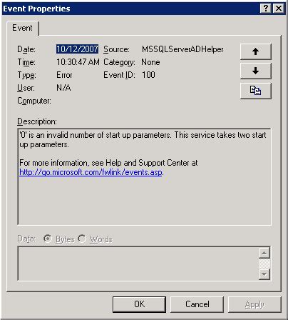 SQLCoffee MSSQLServerADHelper Event Id 100