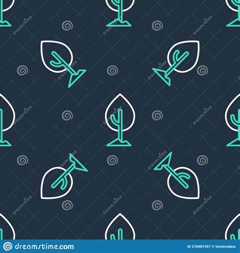Line Tree Icon Isolated Seamless Pattern On Black Background Forest Symbol Stock Vector
