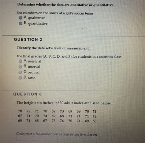 Solved Determine Whether The Data Are Qualitative Or
