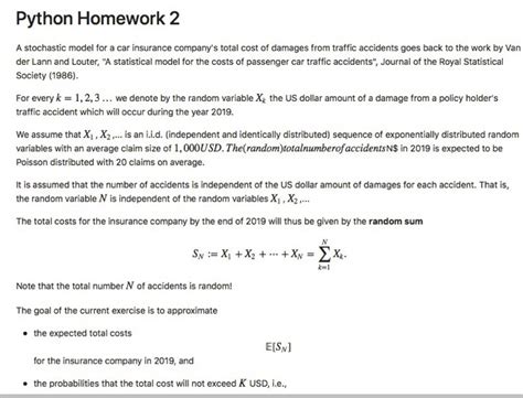 Solved Python Homework A Stochastic Model For A Car Chegg