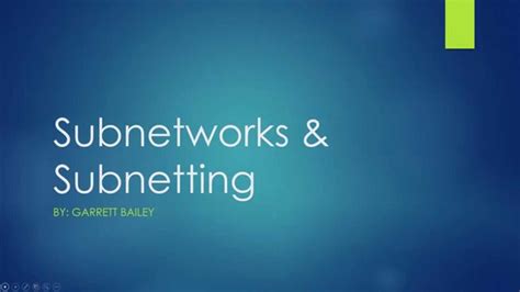 Networking Subnetworks And Subnetting Youtube
