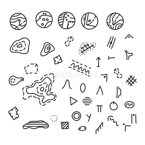 Vector Illustration Of Orienteering Map Signs Stock Vector