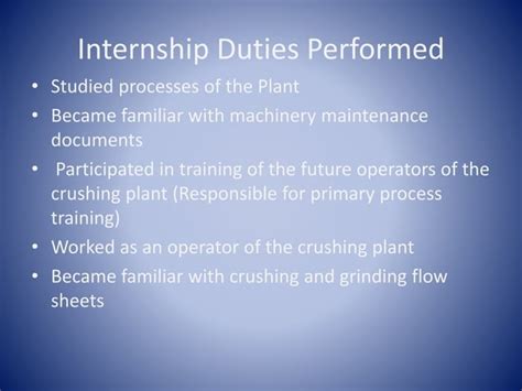 Internship Summary Ppt