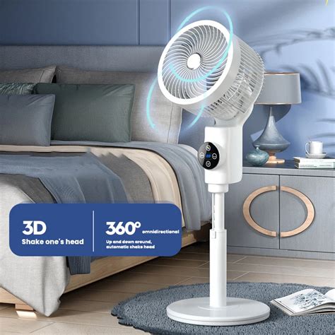 Q785 A 3d 순환 팬 6 기어 터치 디스플레이 타이밍 쉐이크 헤드 원격 제어 휴대용 바닥 및 테이블 팬 2 색