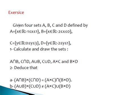 Solved Given Four Sets A B C And D Defined By Chegg Com