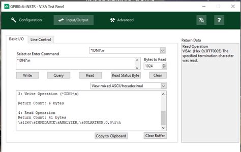 timeout error when reading measurements from impedance analyzer solartron 1260 via ni max using