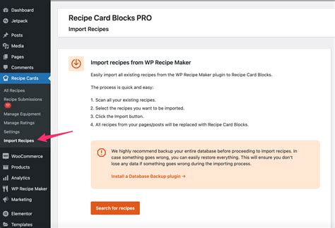 importing recipes from other plugins documentation recipe card blocks