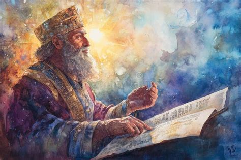 A Peaceful And Wise King Solomon In A Contemplative Pose Surrounded By