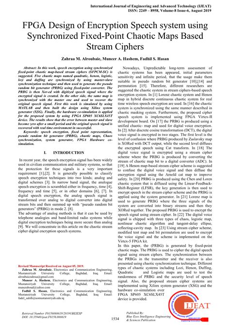 Fpga Design Of Encryption Speech System Using Synchronized Fixed Point
