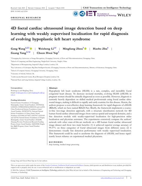 pdf 4d foetal cardiac ultrasound image detection based on deep learning with weakly supervised