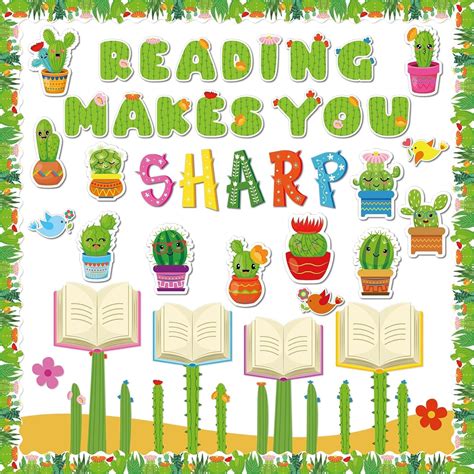 Gisgfim Cactus Reading Bulletin Board Decorations Set