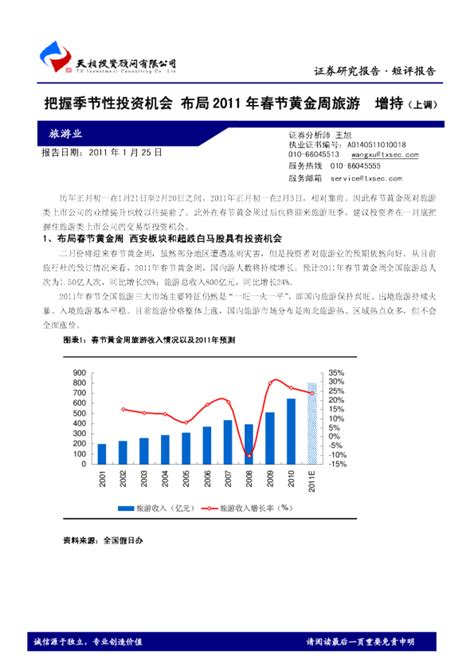 旅游业：把握季节性投资机会布局2011年春节黄金周旅游